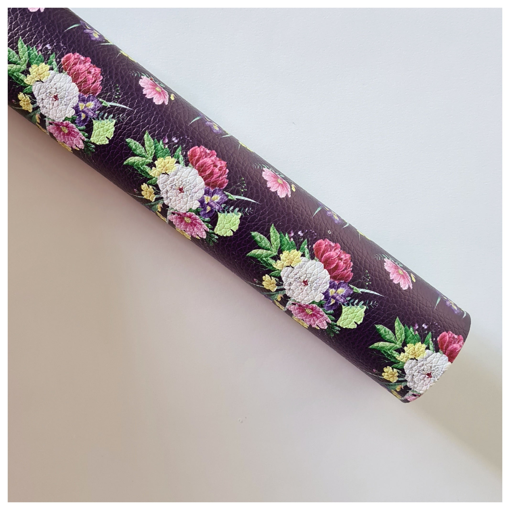 A4 Sheet of Purple Peony Posies Litchi Leather – Little Miss Mouse ...